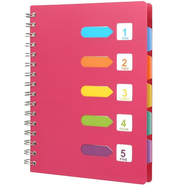 5 Subject Spiral Notebook, A5 Wide Ruled, Hardcover, Wirebound ...