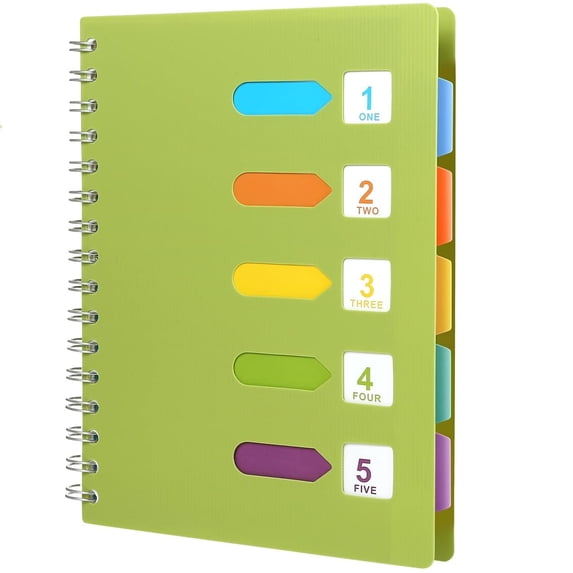 5 Subject Spiral Notebook with Divider Tabs, A5 Wide Ruled 5.7