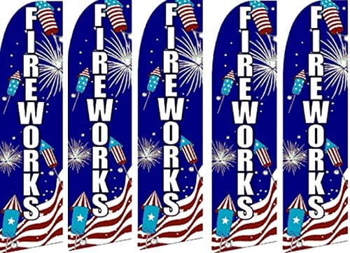 5 Swooper Flutter Feather Flags FIREWORKS Crackers Blue Red - Walmart.com