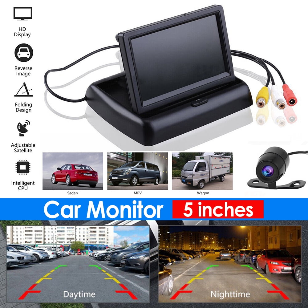 5" TFT LCD Foldable Car Monitor Rear View Backup Camera HD Parking, Car ...