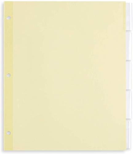 5-Tab Binder Dividers, Manila Paper with Insertable Clear Plastic Tabs ...