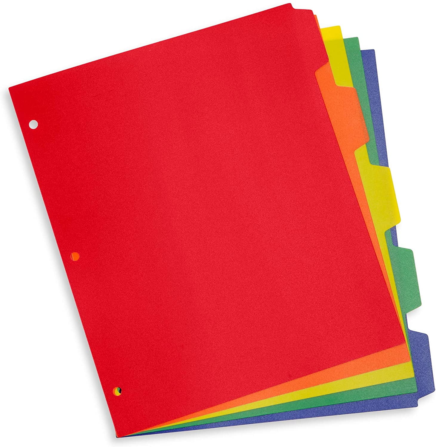 5 Tab Heavy Duty Plastic Dividers for 3 Ring Binder, 15 Pack, Assorted Colors, 5 Tab Index ...