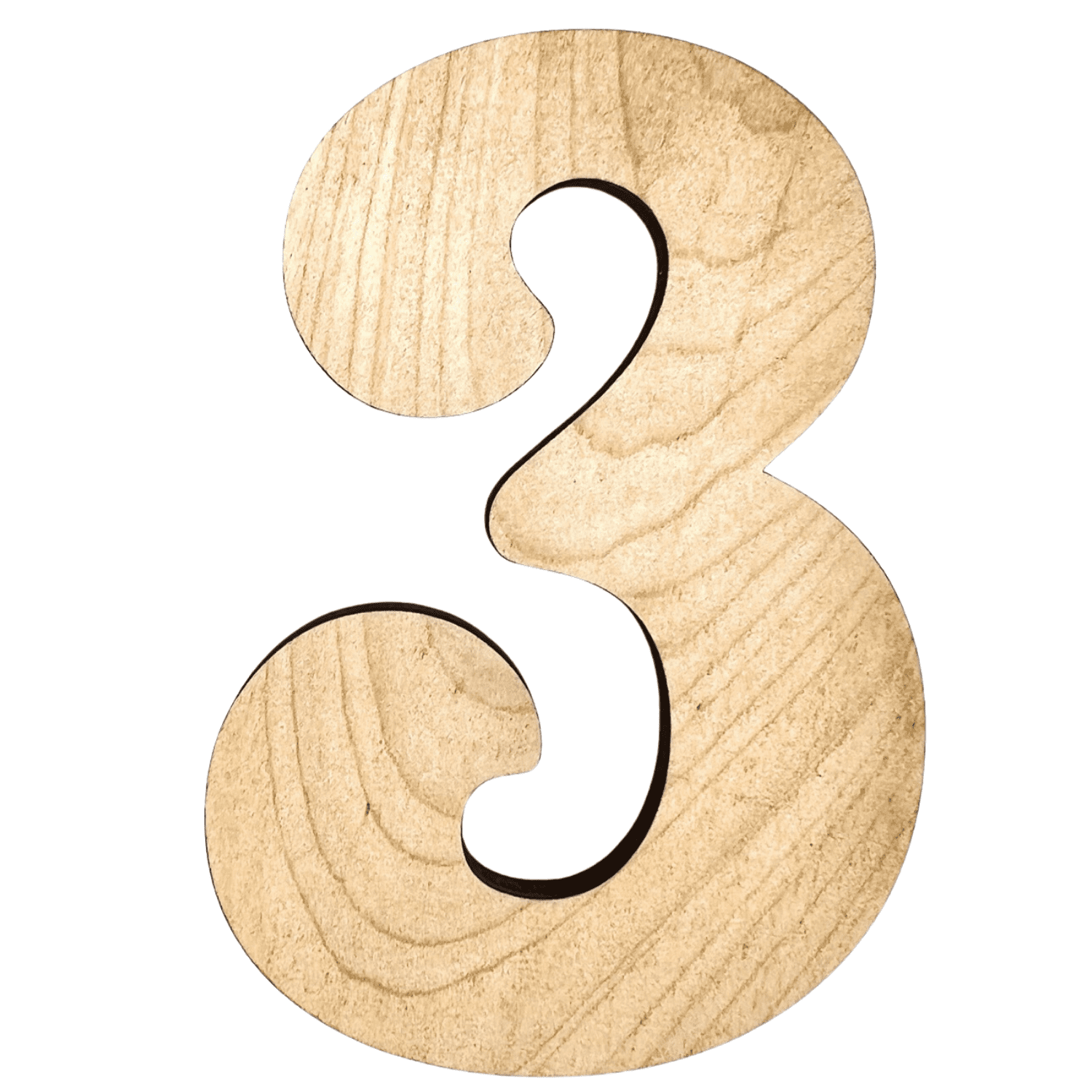 5" Tall Birch Plywood Number 3| 1/4" Thick | Krafty Supply Letters ...