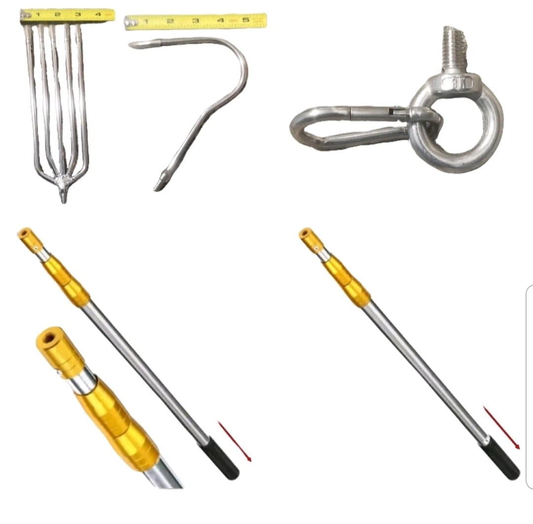 Fish Hook Gaff & 5-Teeth Harpoon Spear Head Kit with 10ft Telescopic ...