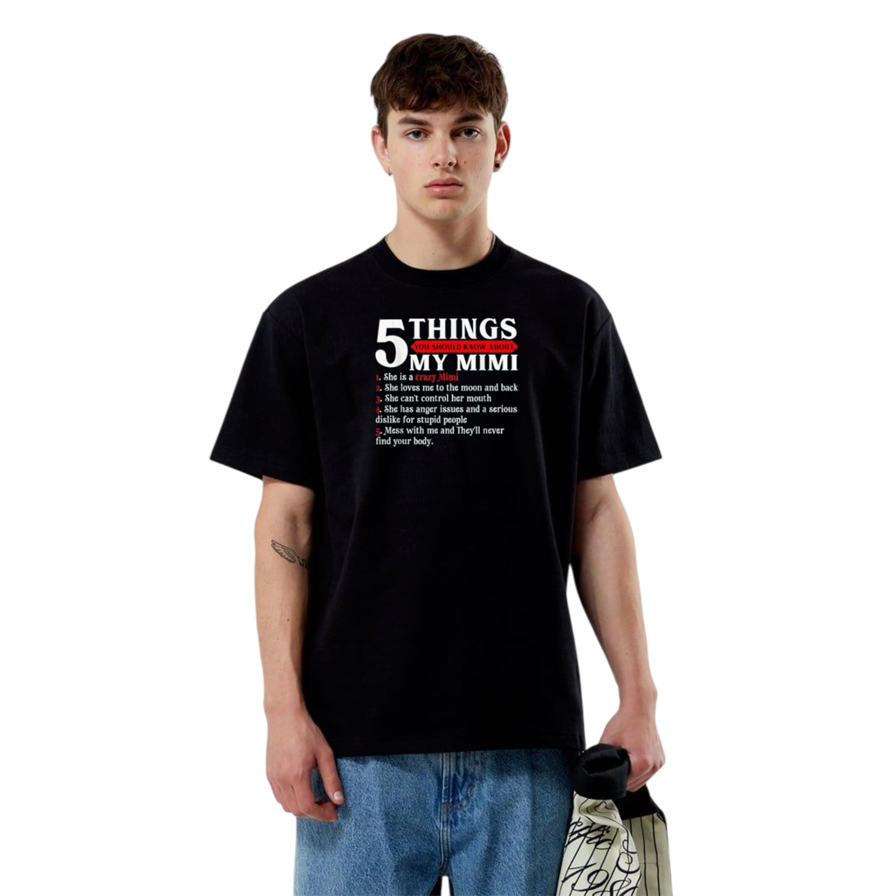 5 Things About My Mimi T-Shirt Funny Quote Gift for Mother's Day, for ...