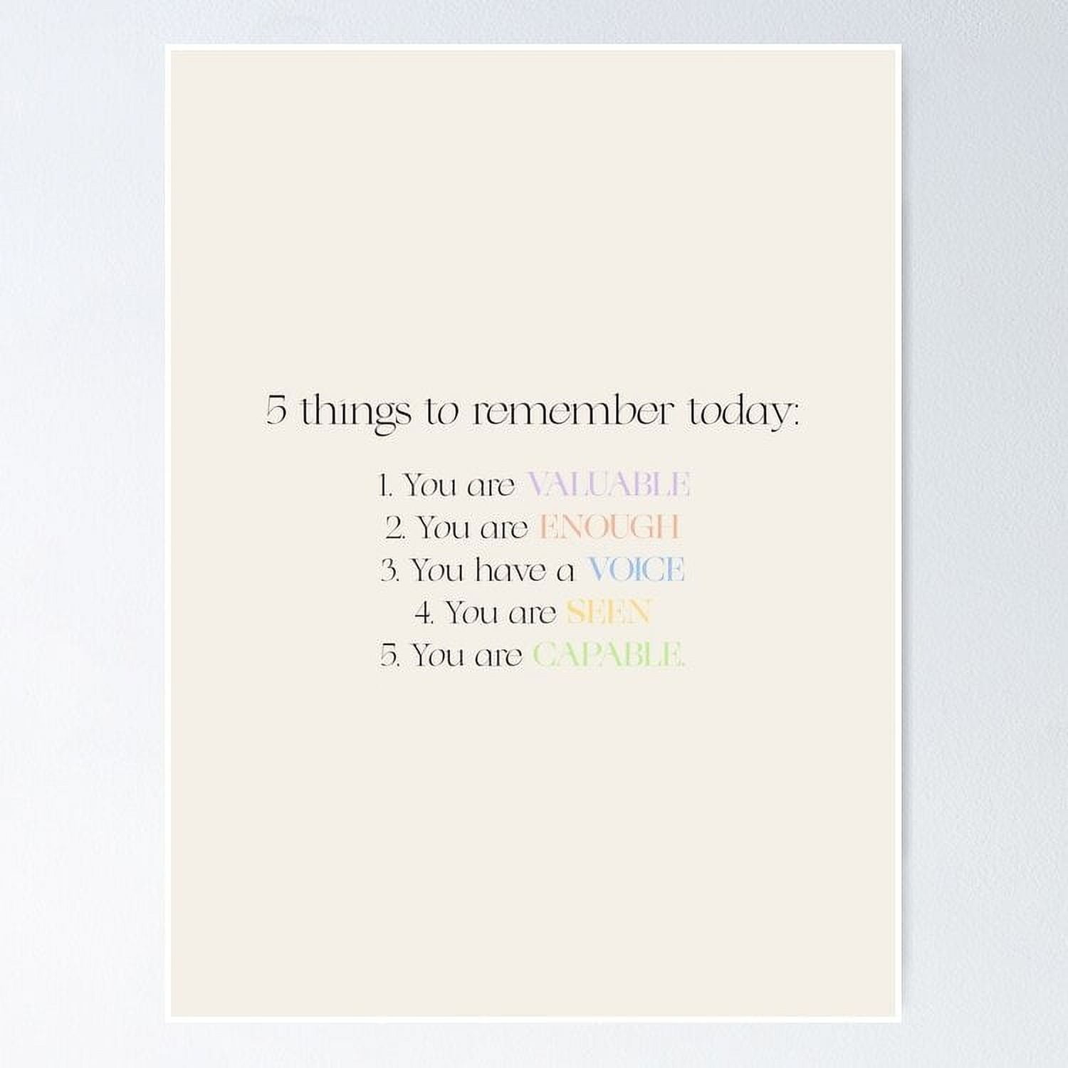 5 Things To Remember Today UNFRAMED Poster, 18x24 - Walmart.com
