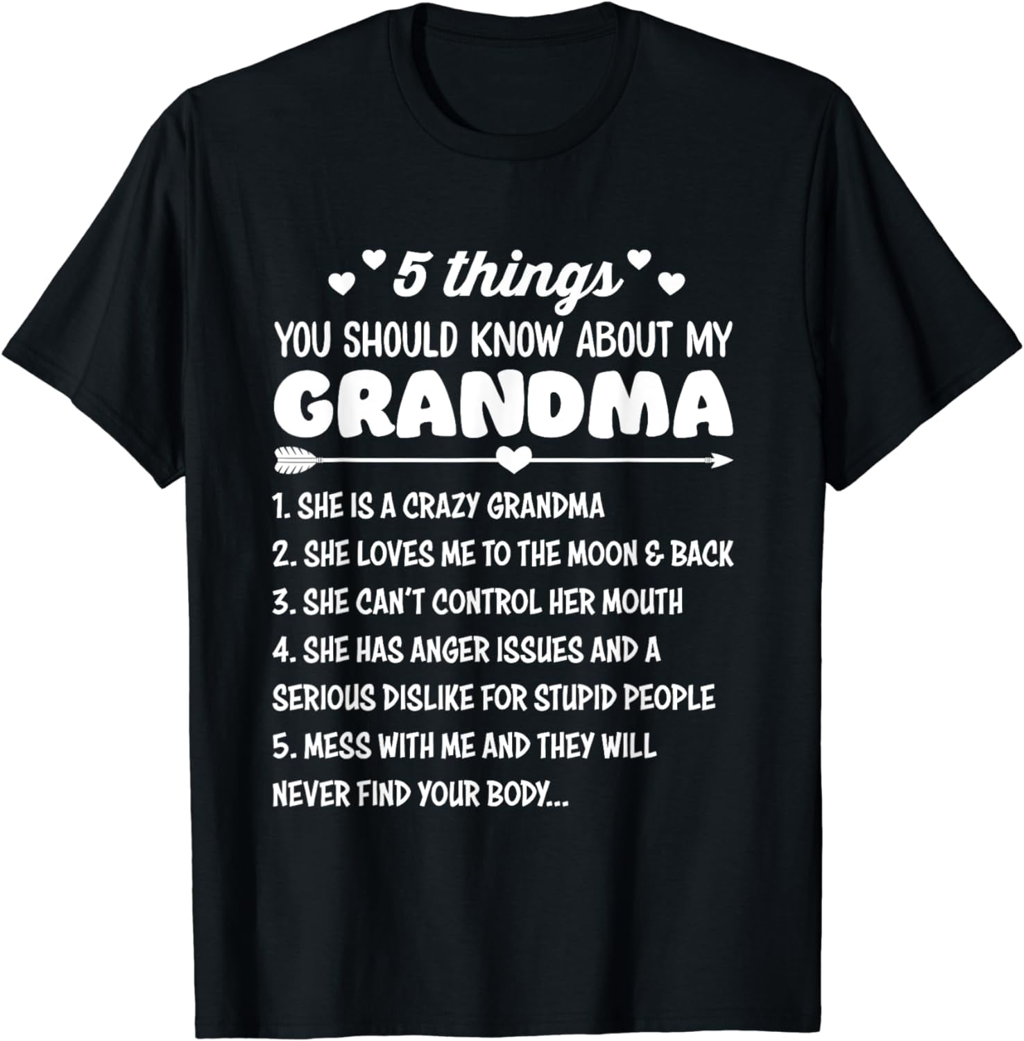 5 Things You Should Know About My Grandma | Funny Grandma T-Shirt ...
