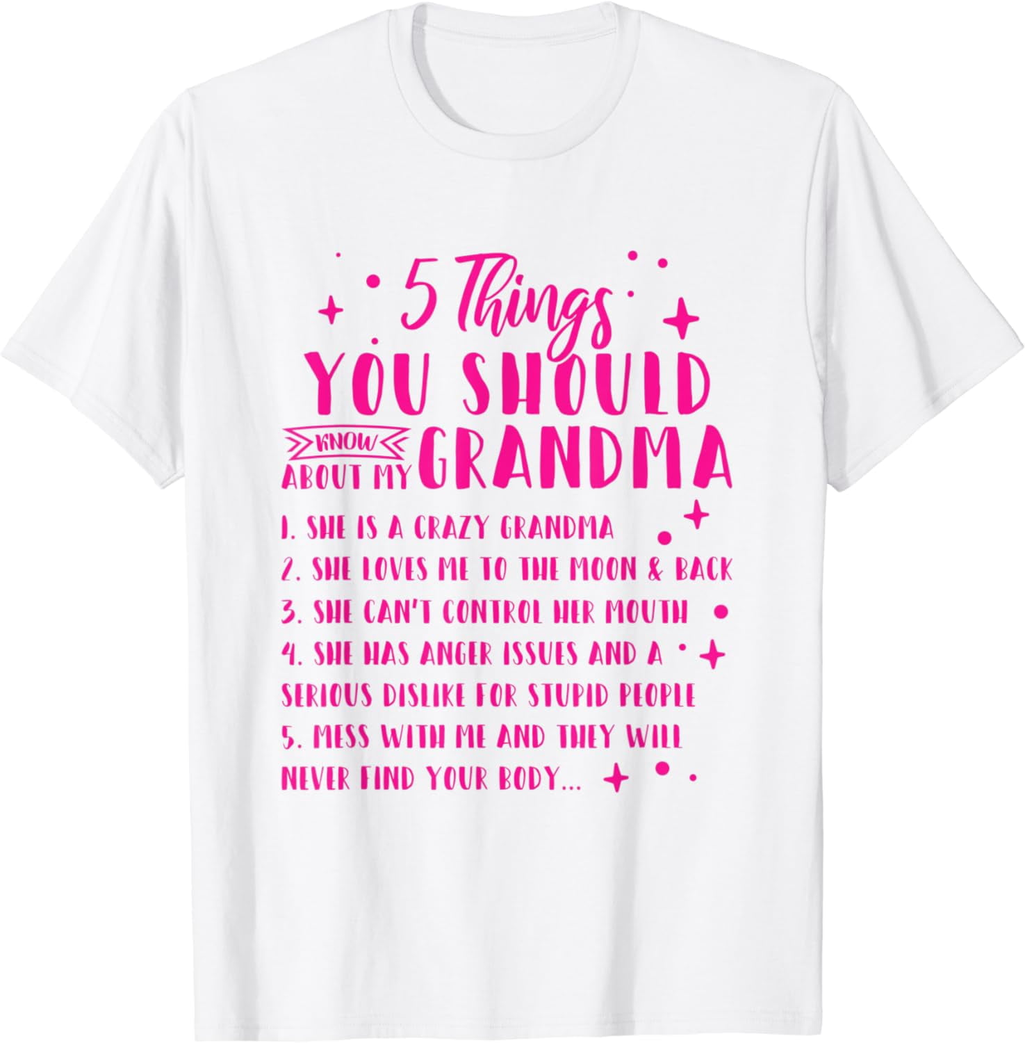 5 Things You Should Know About My Grandma T-Shirt - Walmart.com