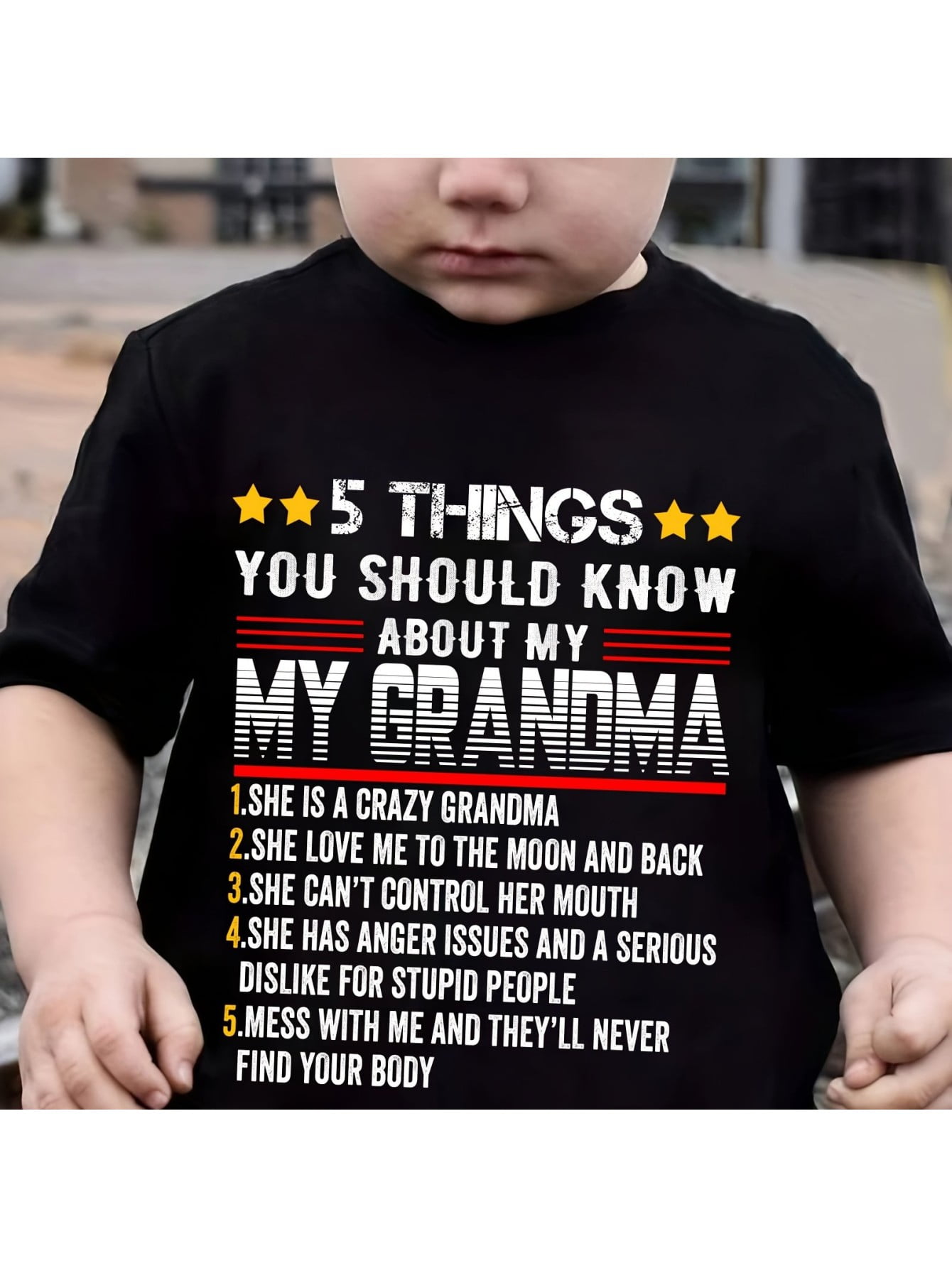 "5 Things You Should Know about My Grandma" Print 100% cotton Boy T ...