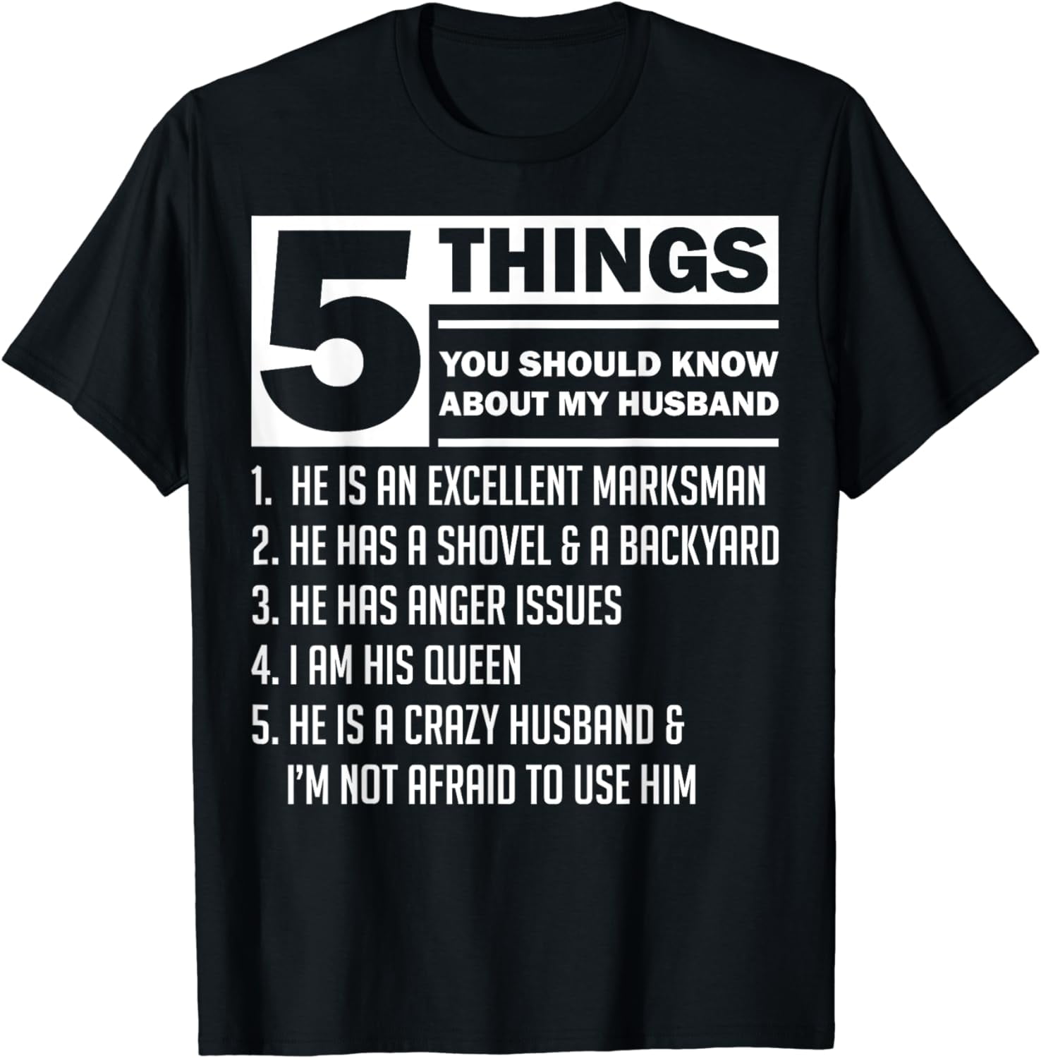 5 Things you Should know about my Husband Marriage T-Shirt - Walmart.com