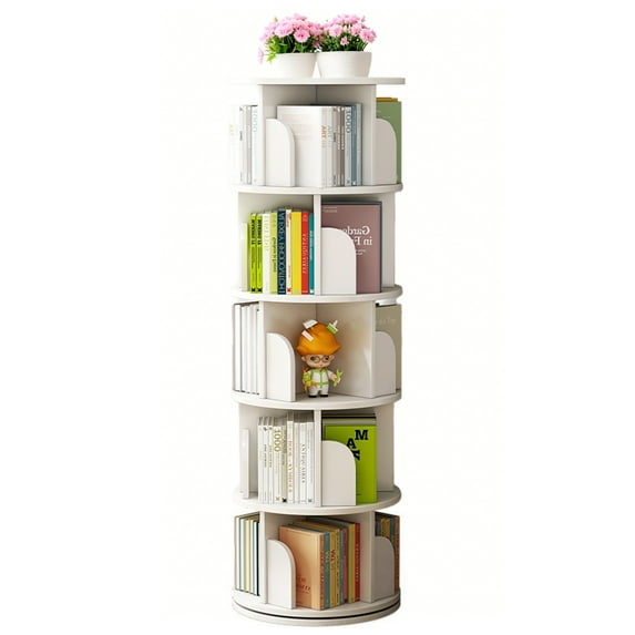 5-Tier 360° Rotating Bookshelf Space-Saving Spinning Display - Walmart.com
