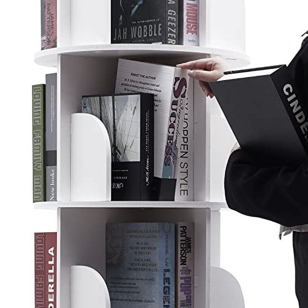 5 Tier 360° Rotating Stackable Bookshelf Organizer, Revolving Bookcase ...