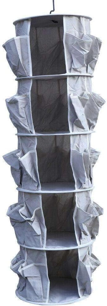 5-Tier 40 Pockets Hanging Shoe Rack Rotary Storage Bag Organizer w ...