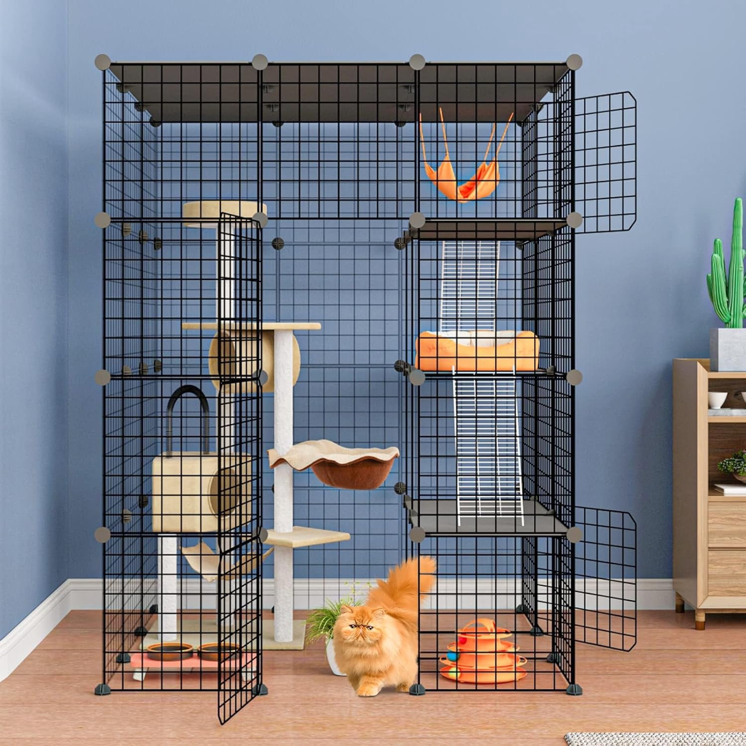 5-Tier 69 Inch Large Cat Cages DIY Cat Playpen Detachable Metal Wire ...