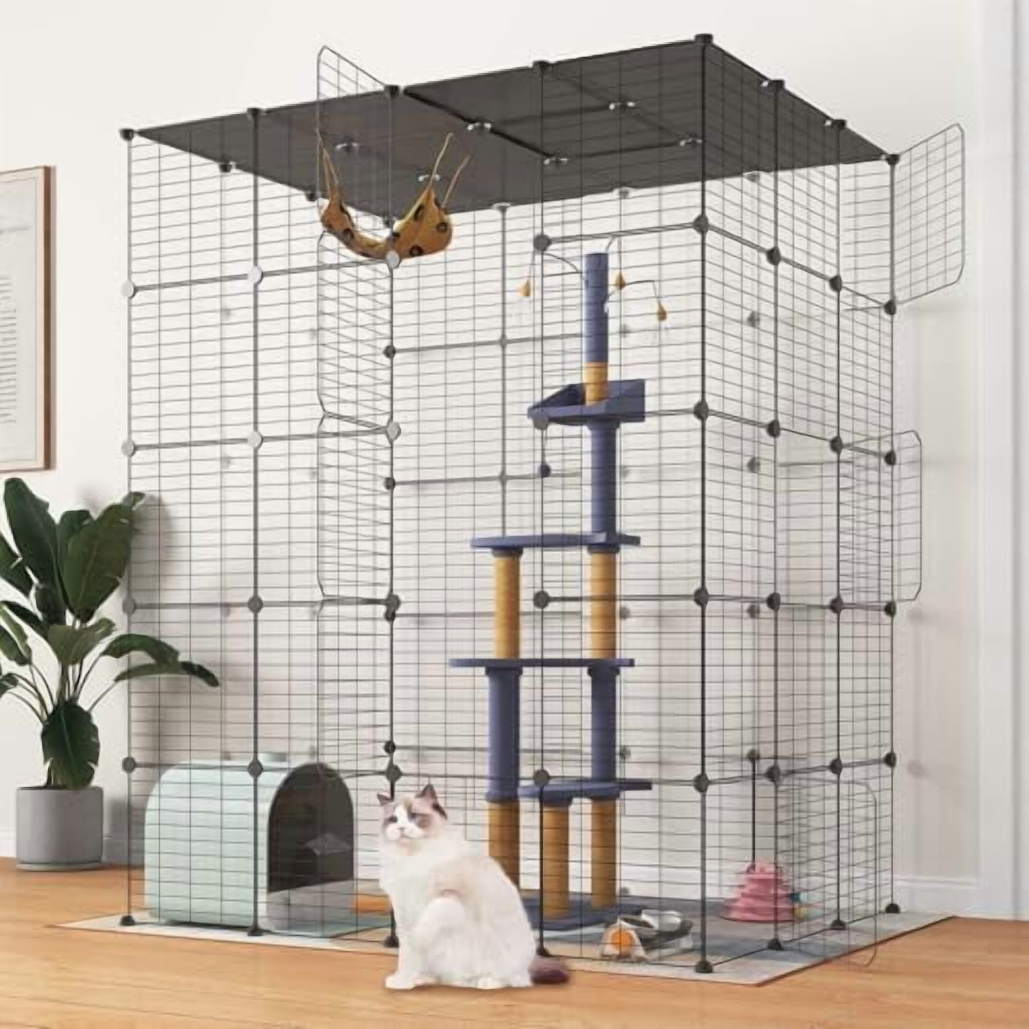 5-Tier 69 Inch Large Cat Cages DIY Cat Playpen Detachable Metal Wire ...