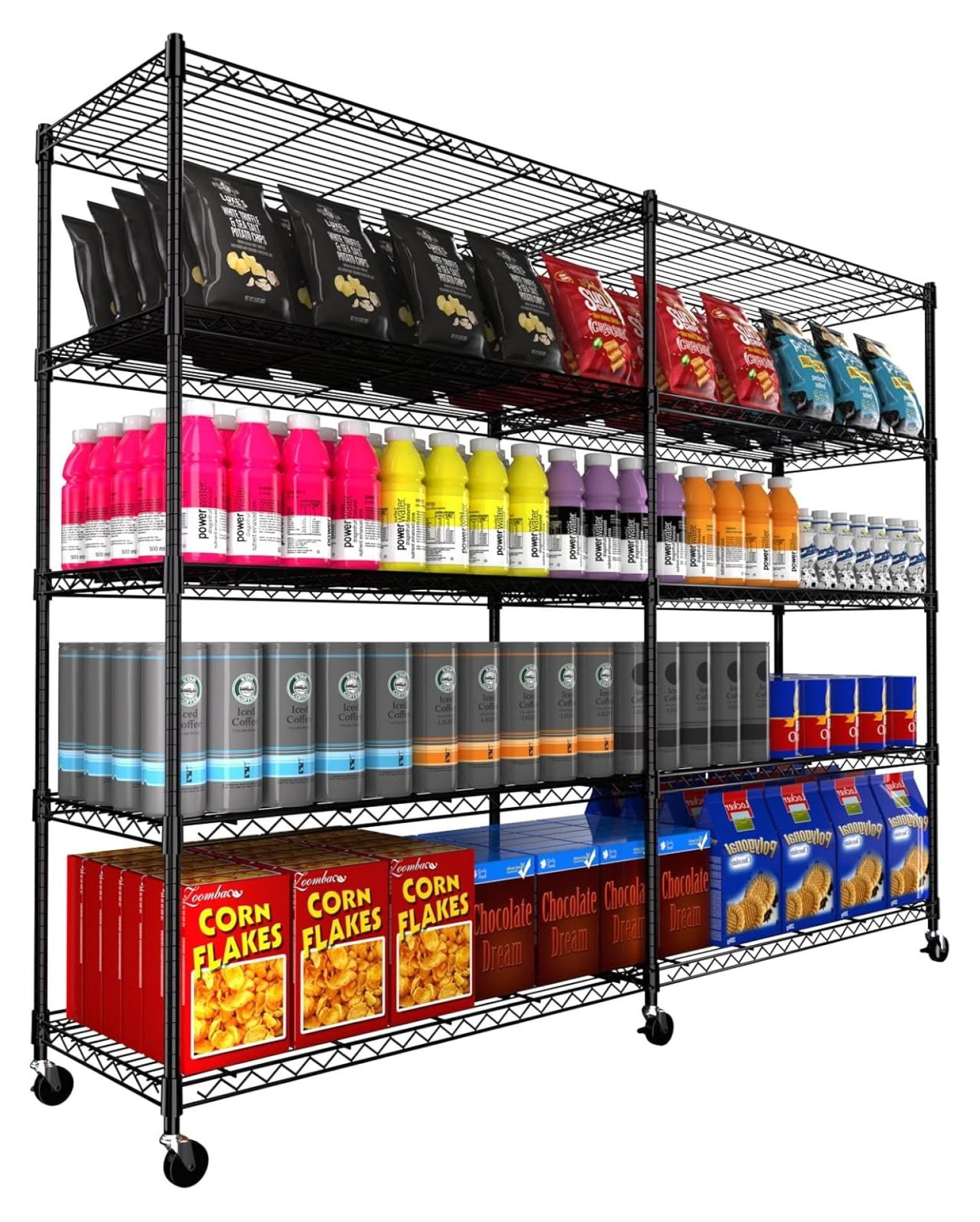 5-Tier 76" H Adjustable Storage Shelving Unit, Heavy Duty Steel Wire ...