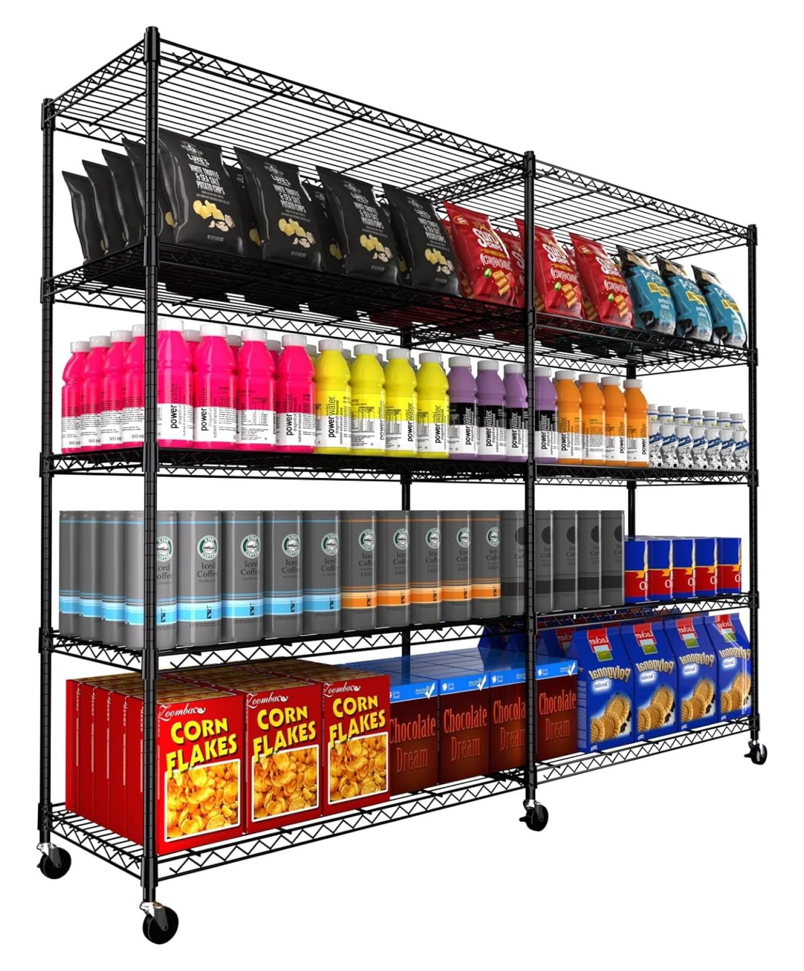 5-Tier 76" H Adjustable Storage Shelving Unit, Heavy Duty Steel Wire ...