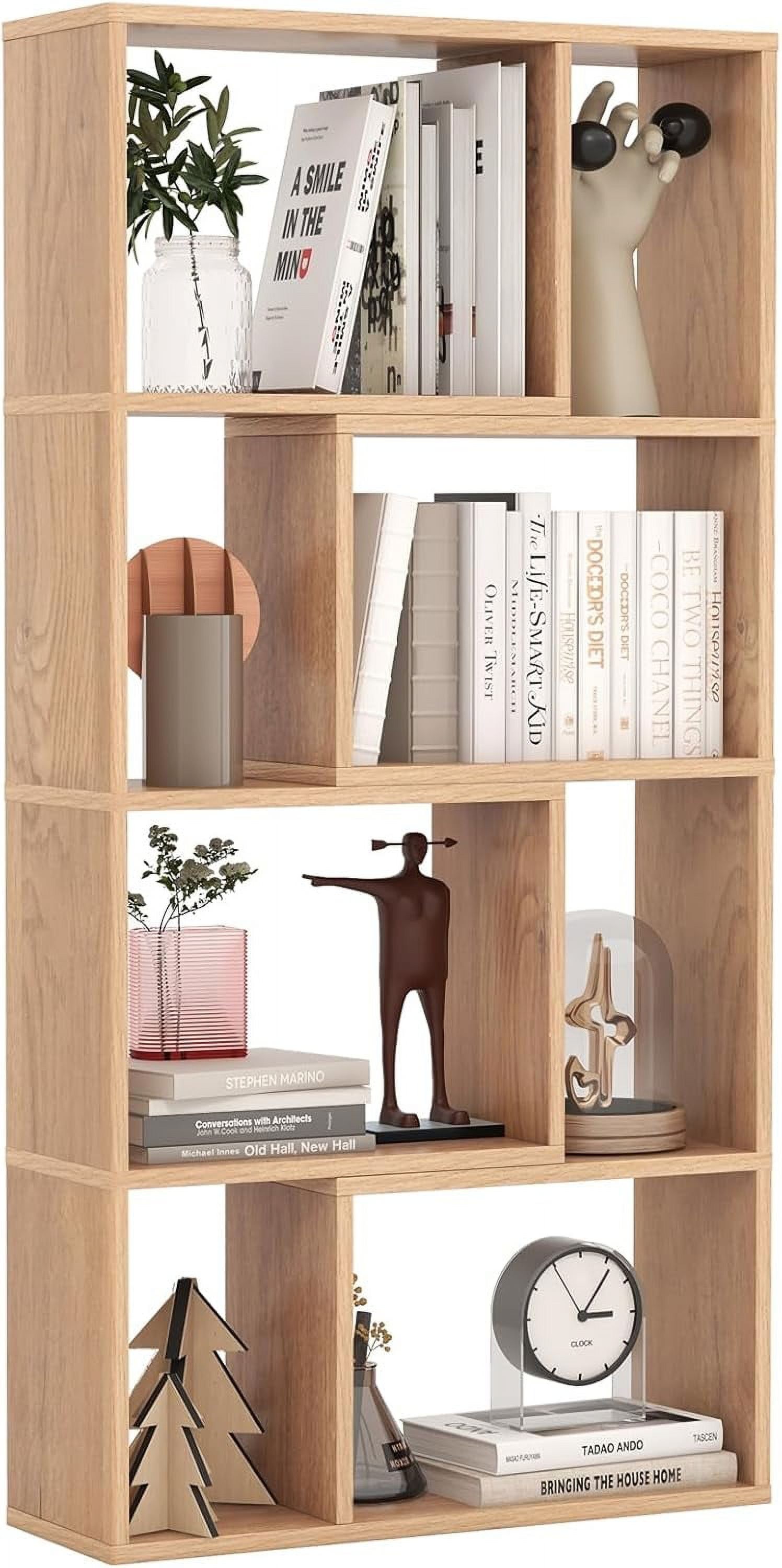 5 Tier 8-Cube Geometric Bookshelf, 48" Wooden Storage Display Shelf ...