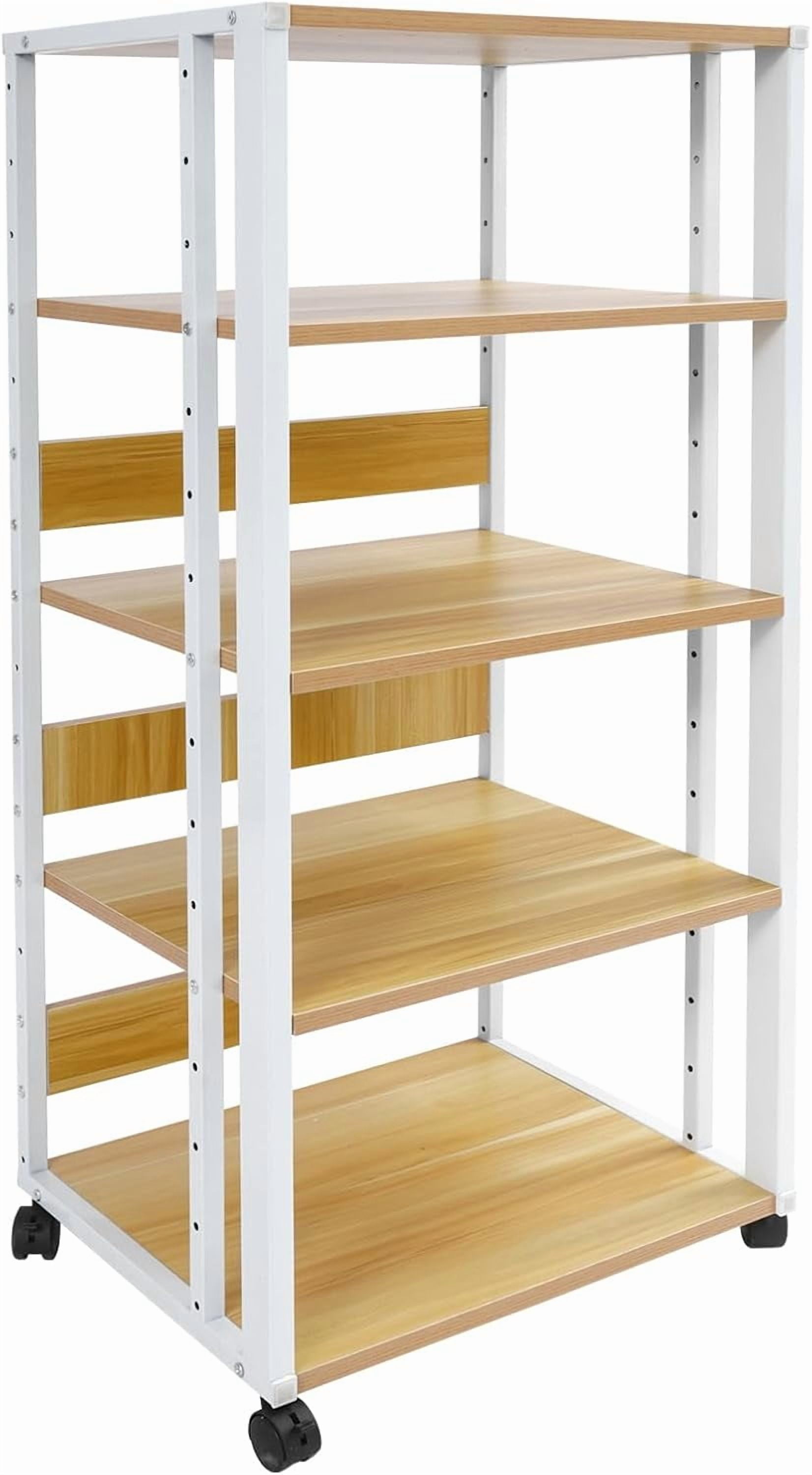 5 Tier Av Media Stand Audio Tower With 4 Lockable Universal Wheels