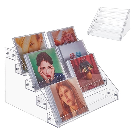 5 Tier Acrylic CD Display Rack Clear CD Holder CD Storage Organizer Dvd ...