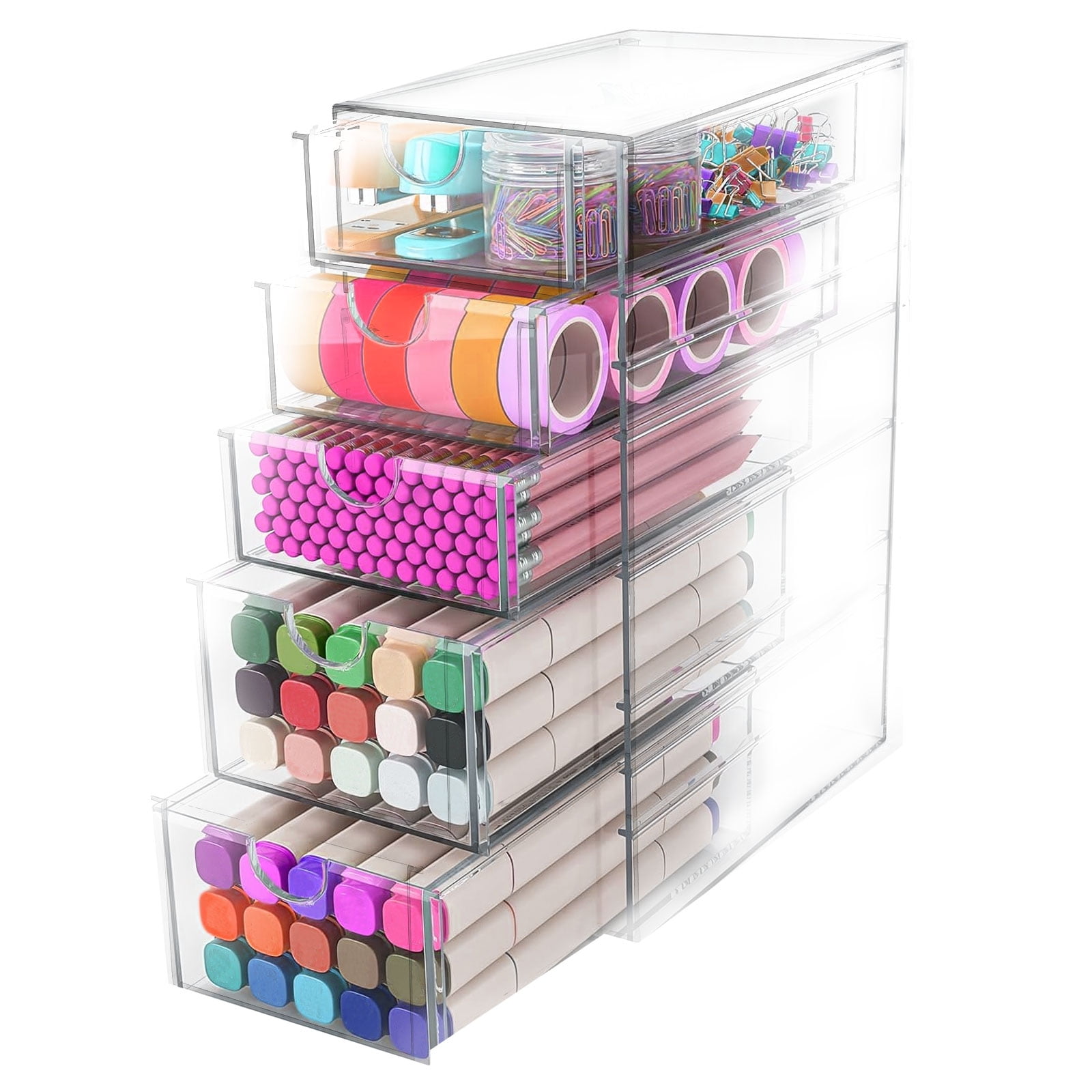 5 Tier Acrylic Desk Organizer Drawers Acrylic Makeup Hair Accessories ...