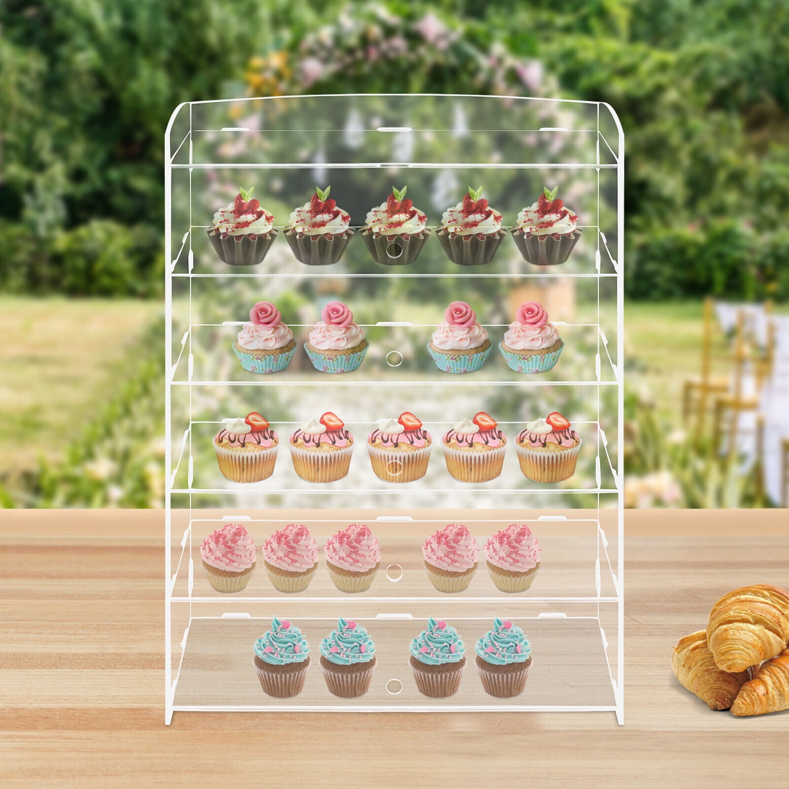 5-Tier Acrylic Display Case Clear Bakery Pastry Storage Cabinet Case ...