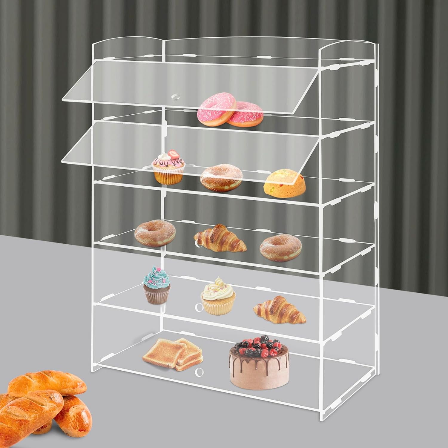 5-Tier Acrylic Display Case Clear Bakery Pastry Storage Cabinet ...