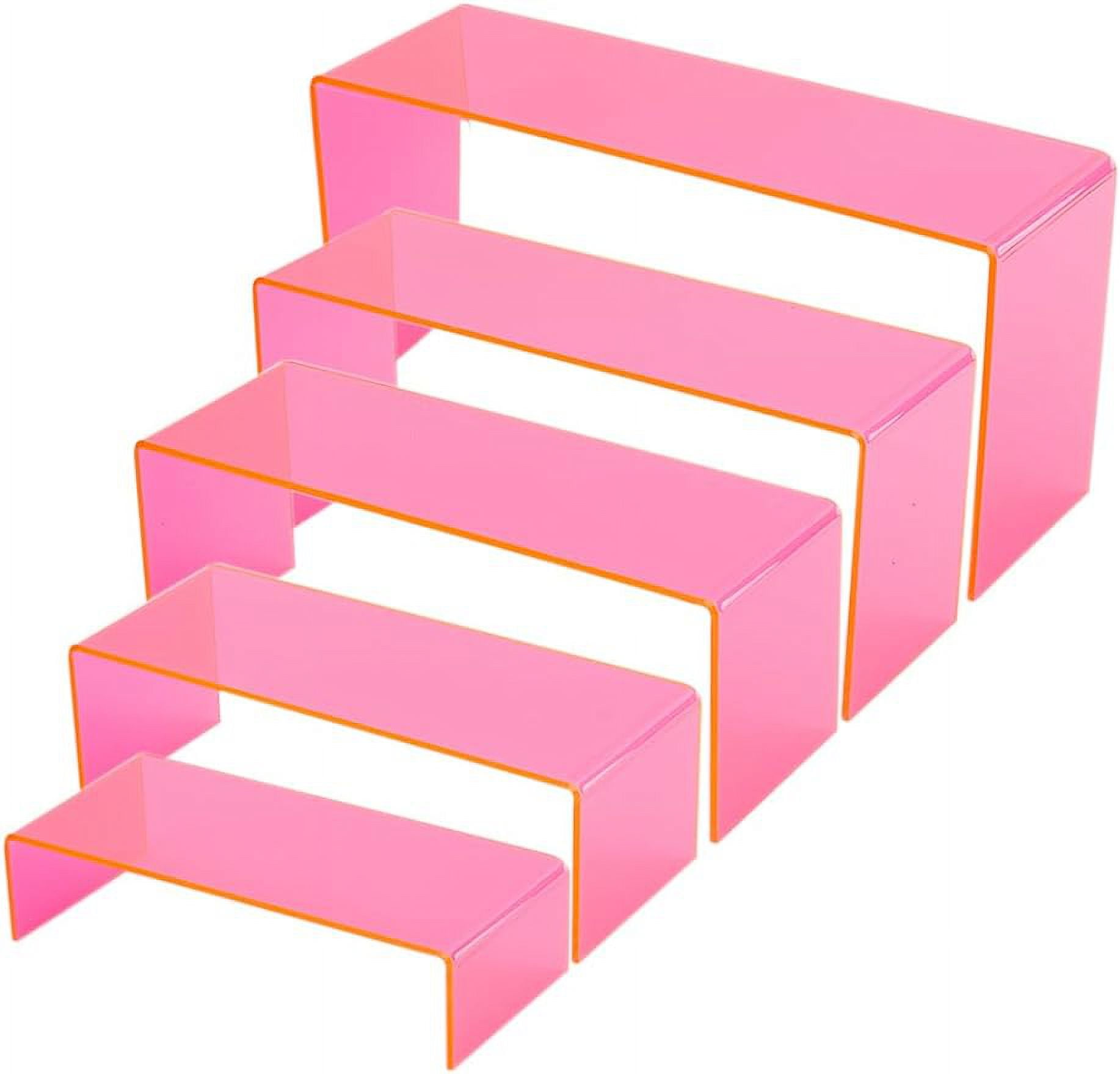 5-Tier Acrylic Display Riser Clear Pink Display Stand Collectibles ...