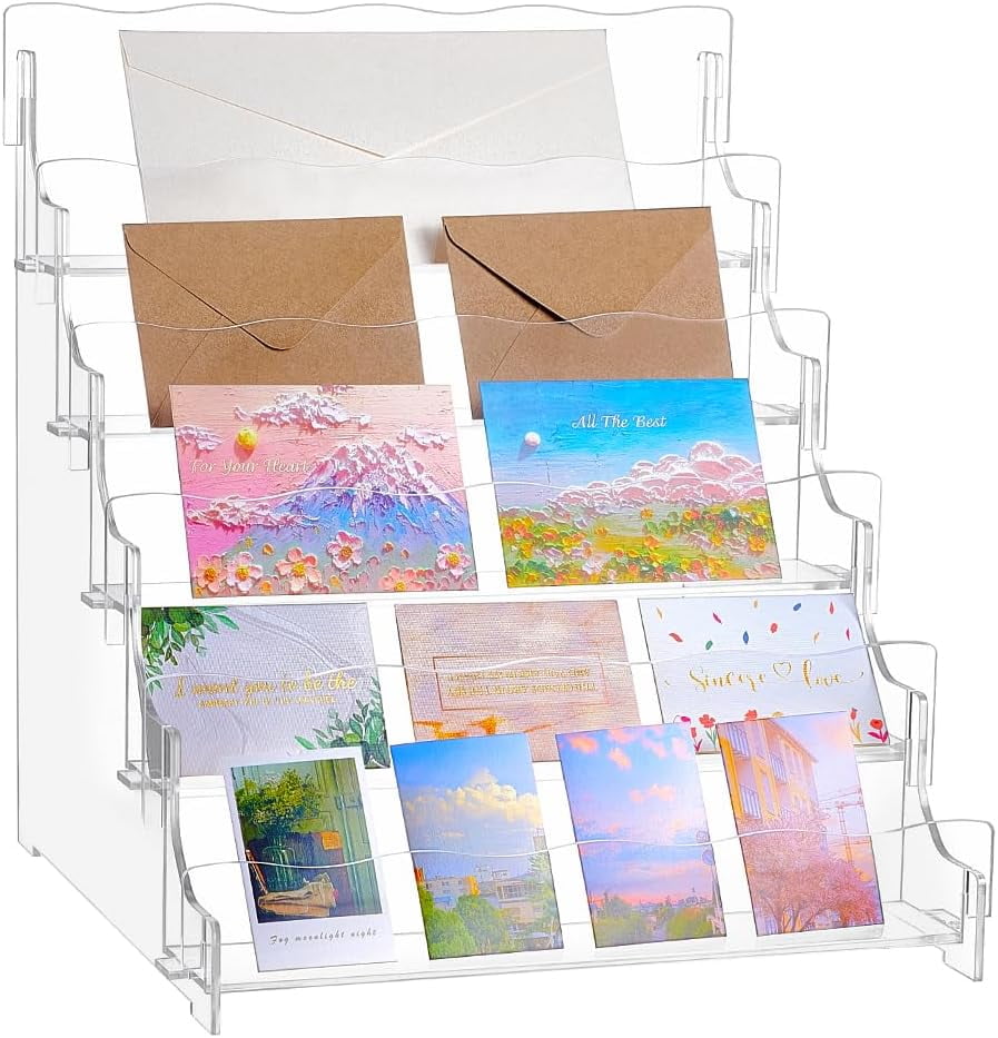 5-Tier Acrylic Display Risers for Greeting Card Display Clear 33x32 ...