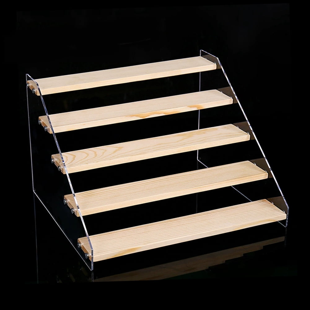 5-Tier Acrylic Wooden Display Stand - 9mm Solid Wood, 30.5x27x20cm ...