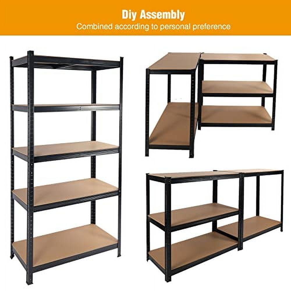 5 Tier Adjustable Garage Shelving Unit, 35.4" W x 17.7" D x 71" H Metal ...