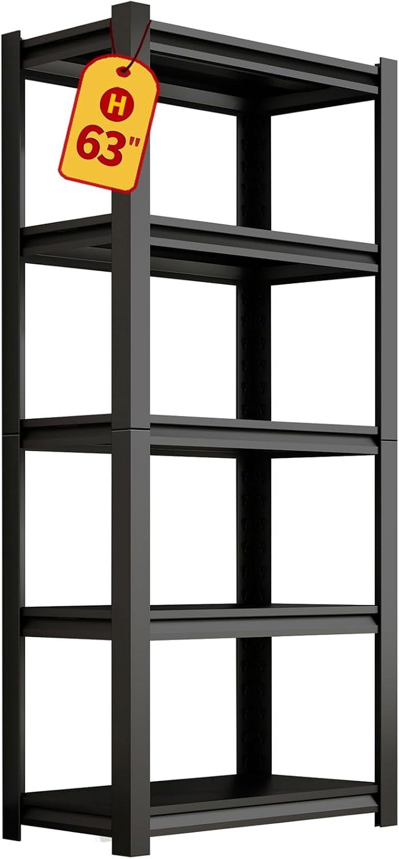 5 Tier Adjustable Garage Shelving Units 63" H Storage Utility Shelves ...