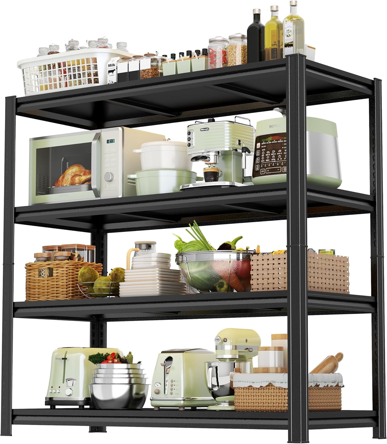 5-Tier Adjustable Heavy Duty Metal Kitchen Storage Shelving Unit ...