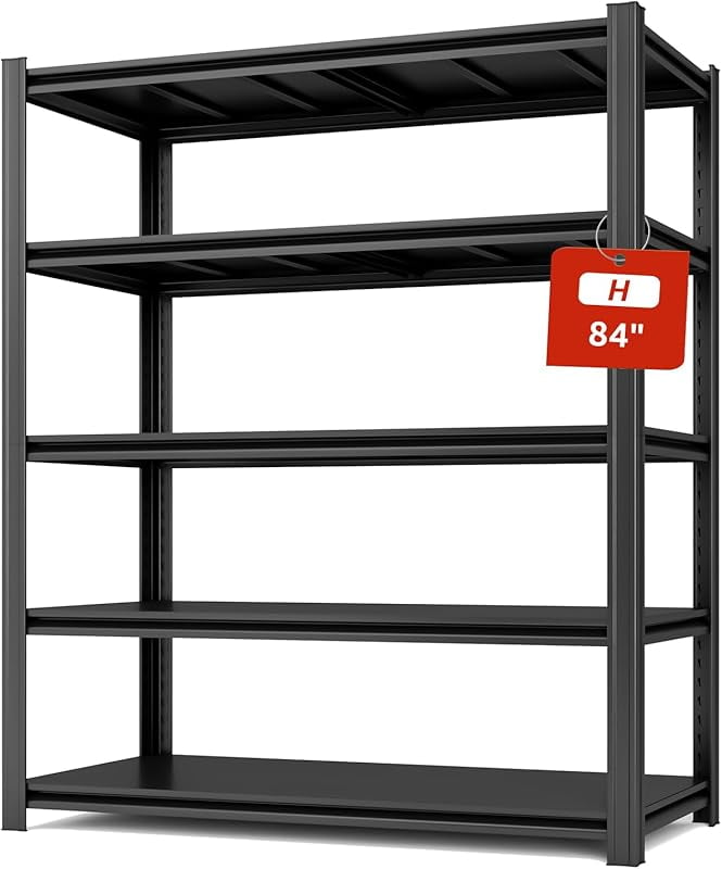 5 Tier Adjustable Heavy Duty Metal Shelving Unit, 60" H x 28" W x 12" D ...