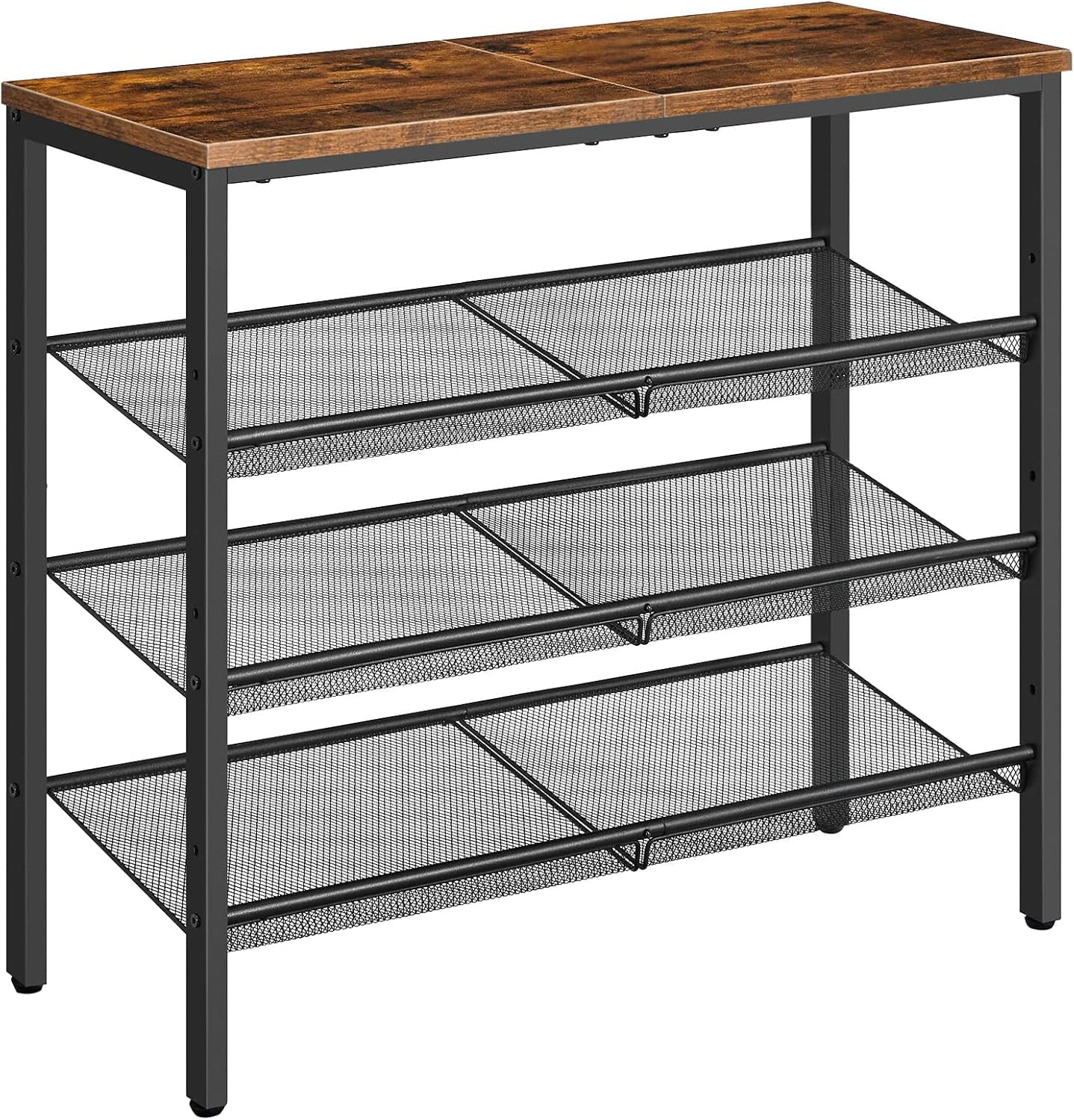 5-Tier Adjustable Mesh Shoe Rack - Holds 16-20 Pairs, Industrial Metal ...