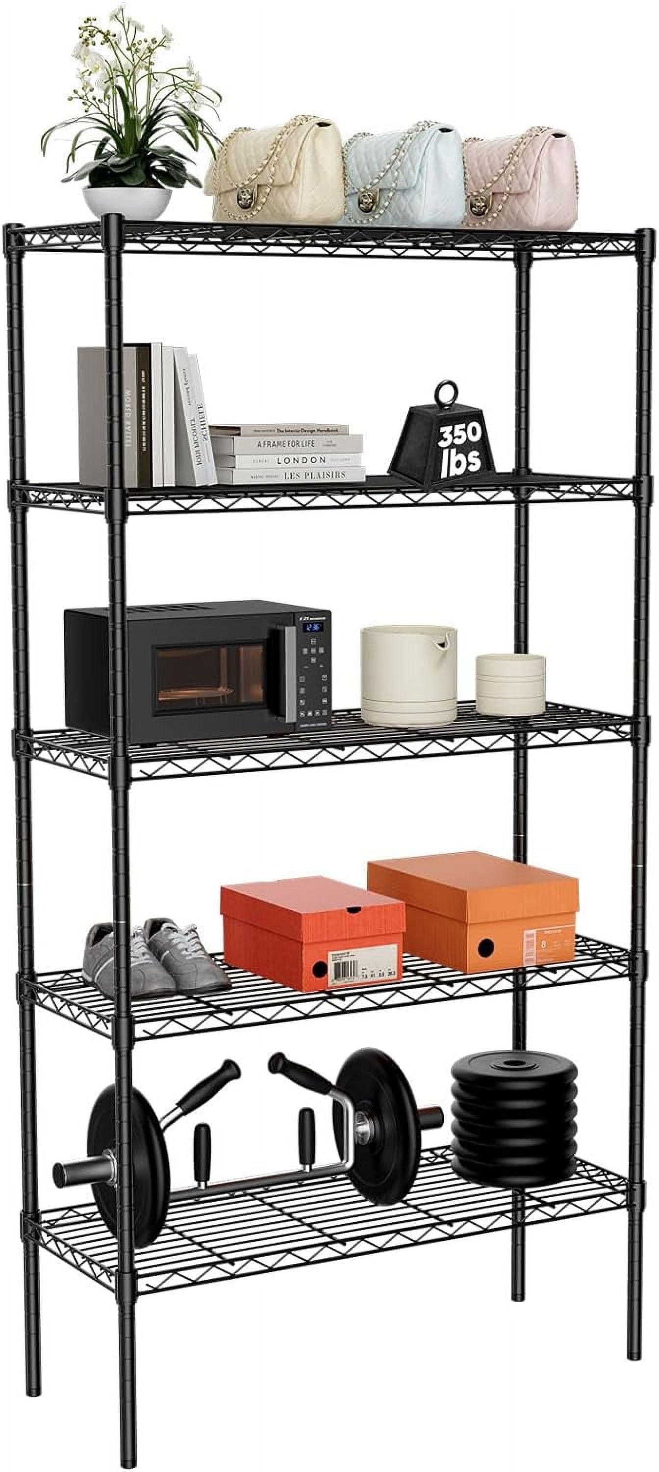 5-Tier Adjustable Metal Shelving Unit - 13.8"D x 35.4"W x 68.9"H, Heavy ...