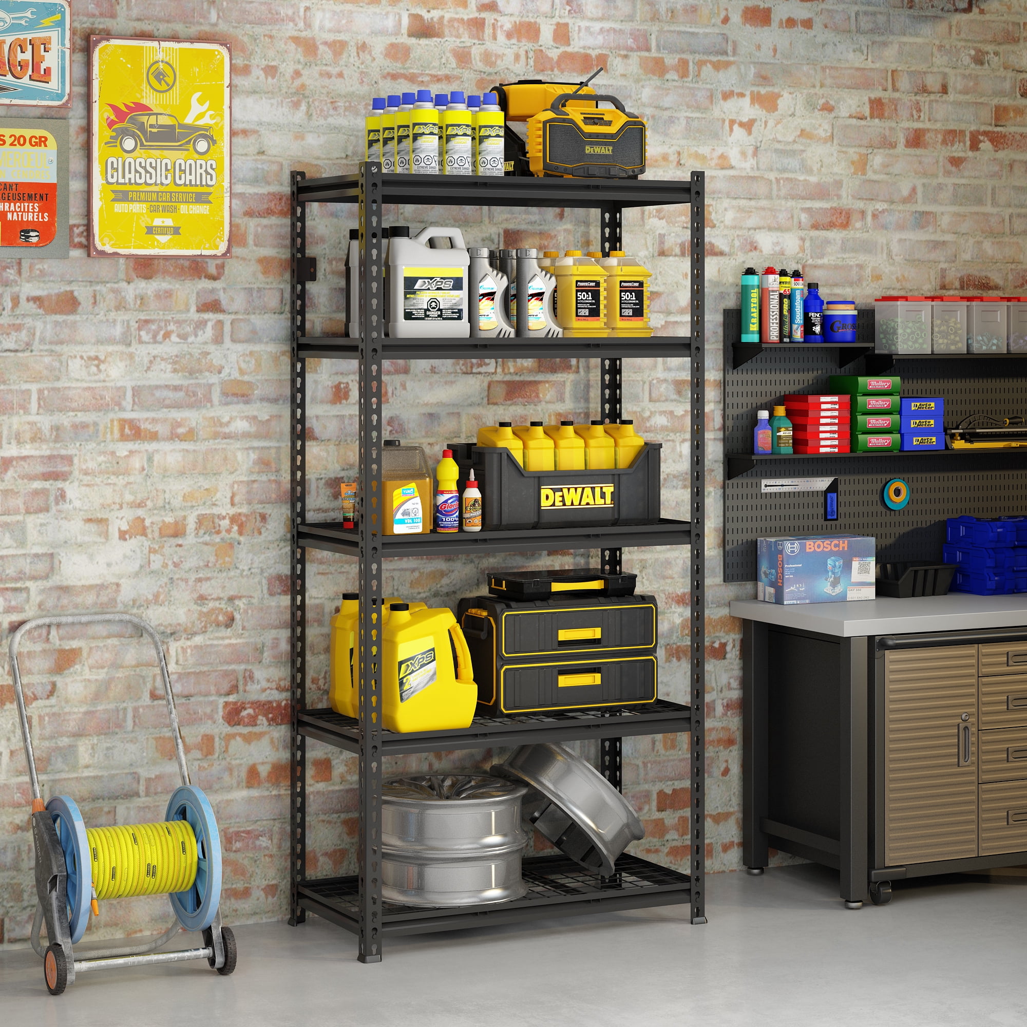 5-Tier Adjustable Metal Shelving Unit ,Heavy Duty Garage Shelving,Storage Racks,Industrial ...