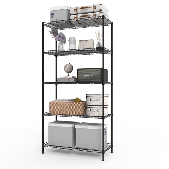 5-Tier Adjustable Metal Shelving Unit, Heavy Duty Storage Rack with ...