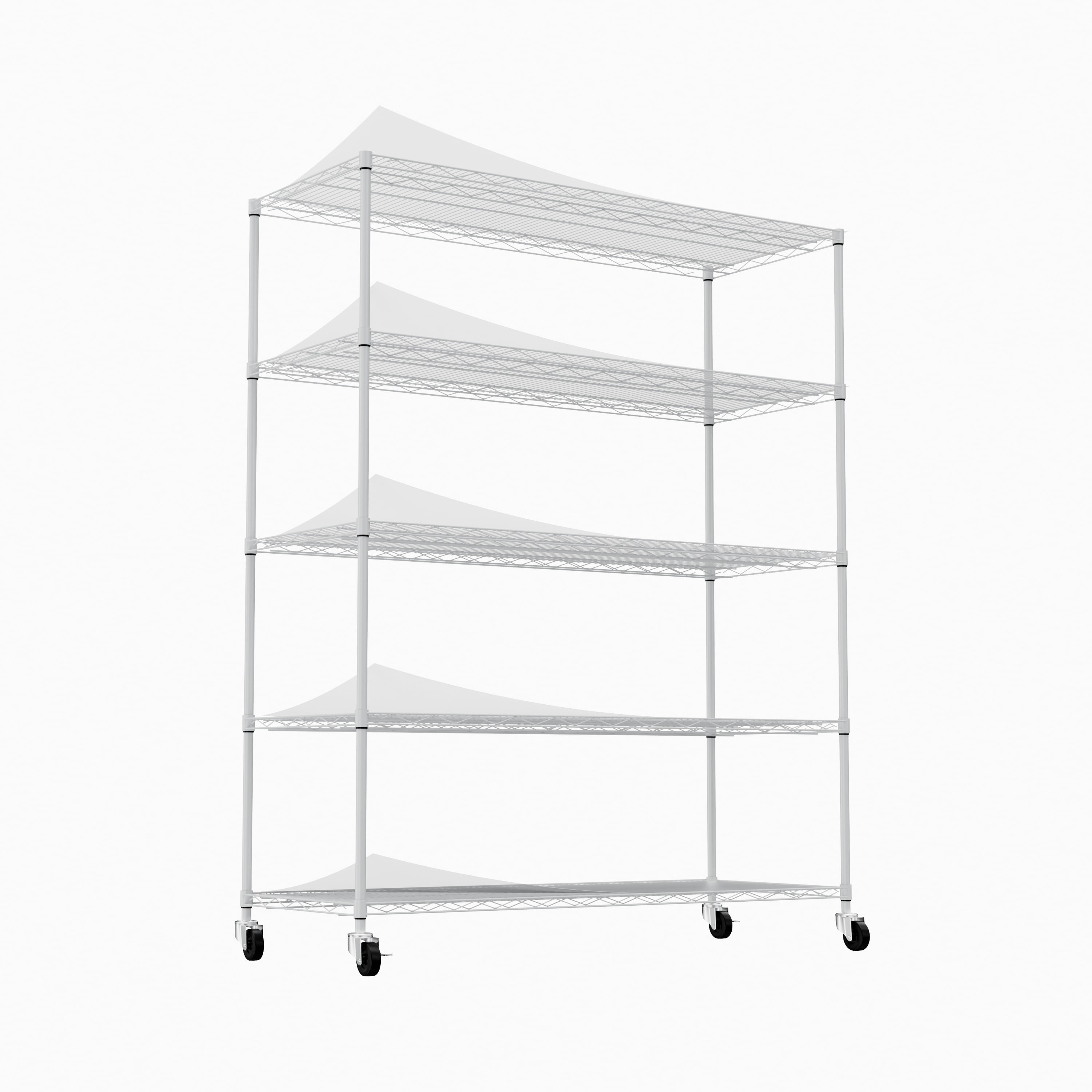 5-Tier Adjustable Metal Shelving Unit with Wheels, 300 lbs Heavy Duty ...