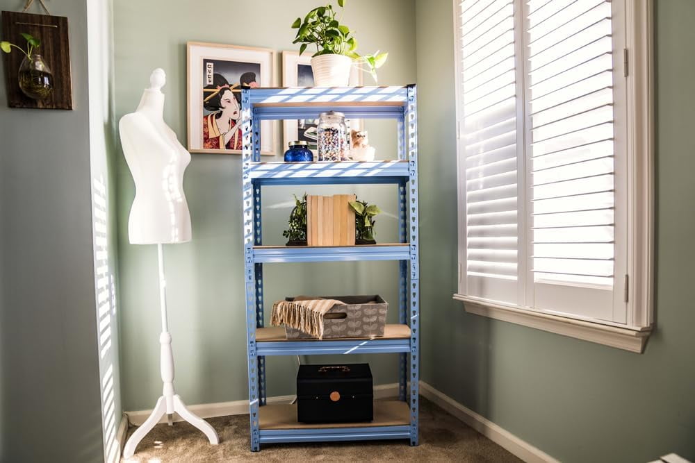 5 Tier Adjustable Steel Powder Coated Rack Storage Shelving With ...