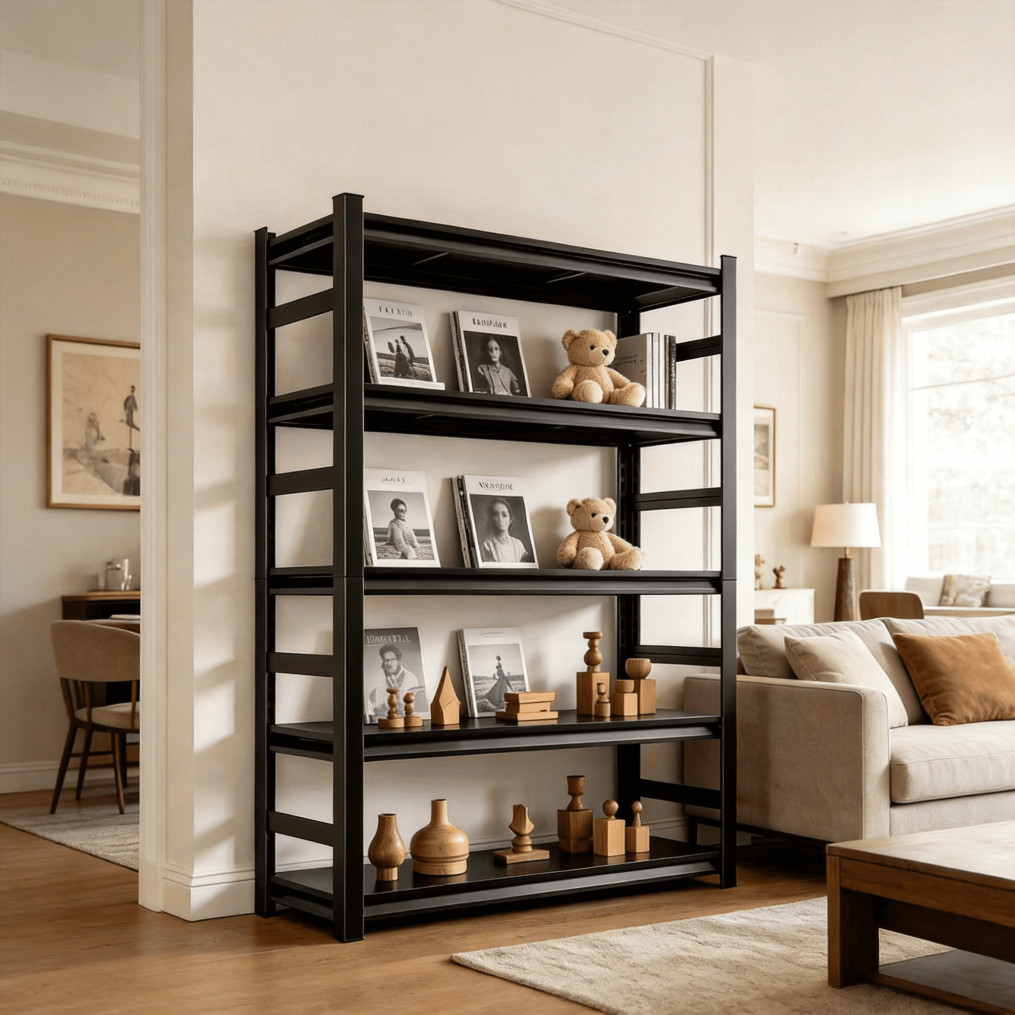 5-Tier Adjustable Storage Shelves with Fences,72"Hx48"W Garage Metal ...
