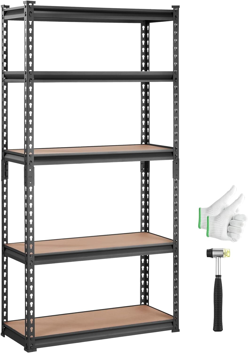 5-Tier Adjustable Storage Shelves, Garage Shelving Units, Heavy Duty ...