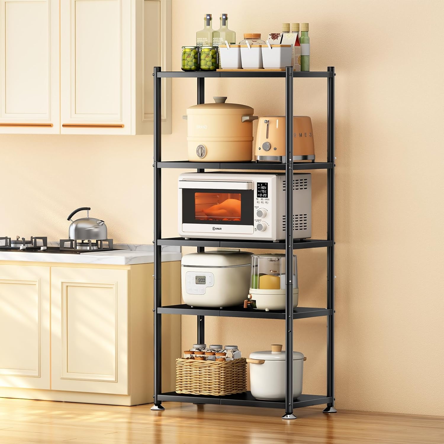5 Tier Adjustable Storage Shelves, Heavy Duty Metal Storage Rack with ...