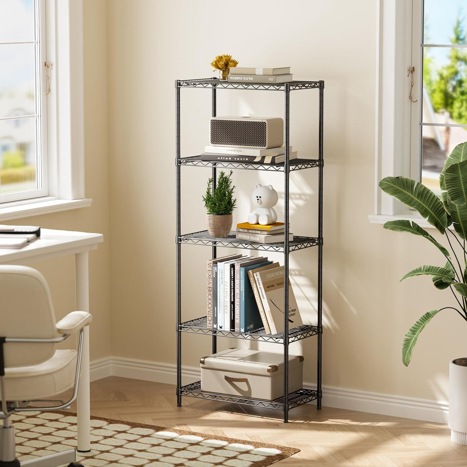 5 Tier Adjustable Storage Shelves Heavy Duty Metal Utility Shelf 500LBS ...