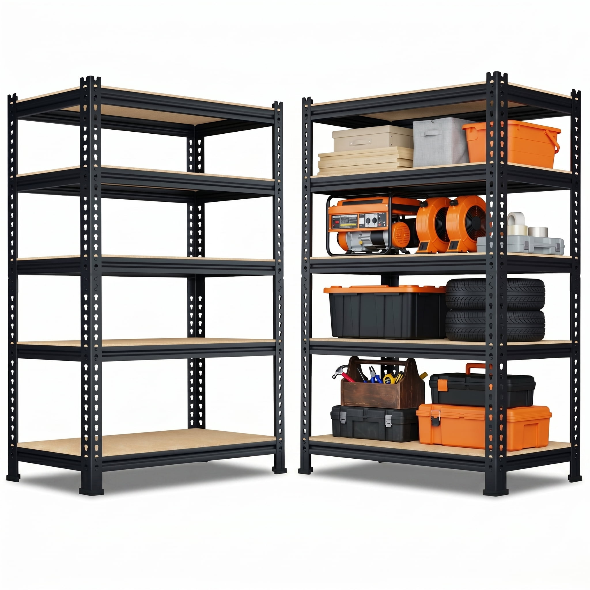 5 Tier Adjustable Storage Shelving 27.5" x 11.8" x 59", 2 Pack ...