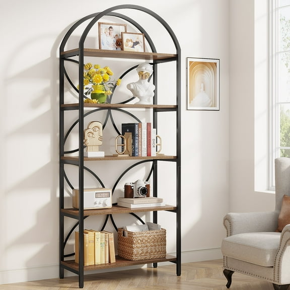 6 Tier Tall Bookshelf, Industrial Narrow Bookcase, Display Standing ...