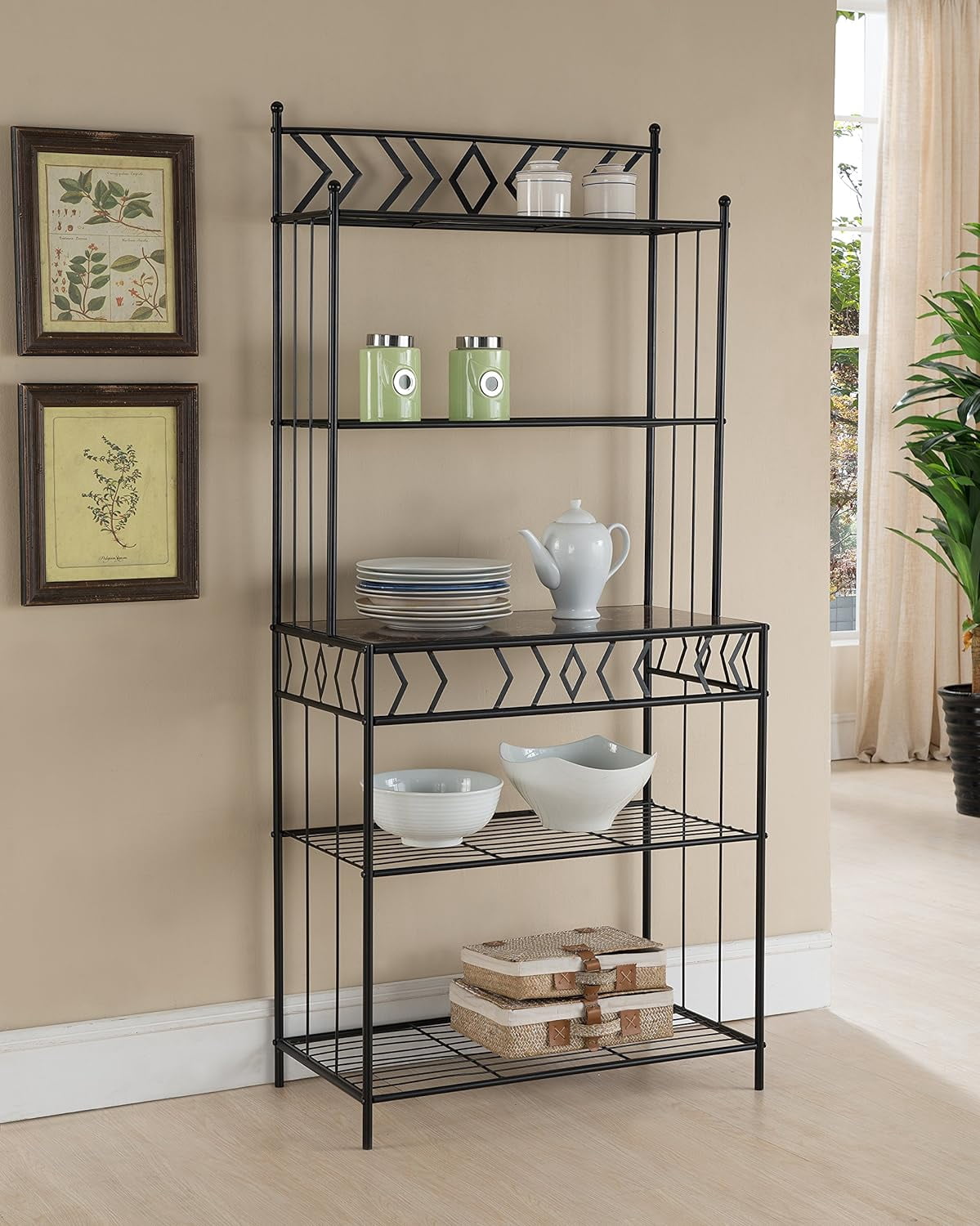 5-Tier Bakers Rack for Kitchen with Storage, Free Standing Microwave ...