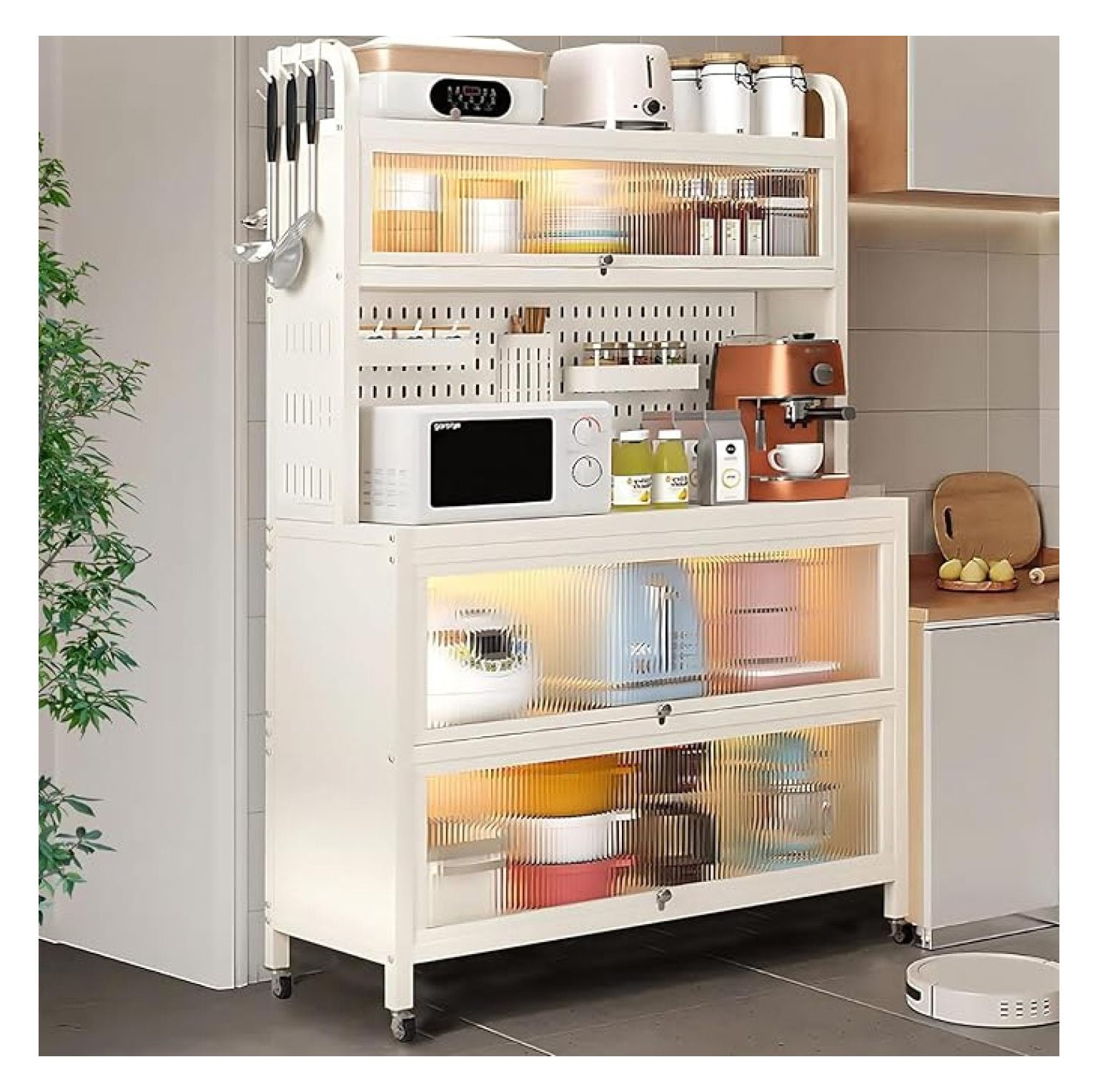 5 Tier Bakers Racks for Kitchens with Storage Cabinet, 63" Kitchens ...