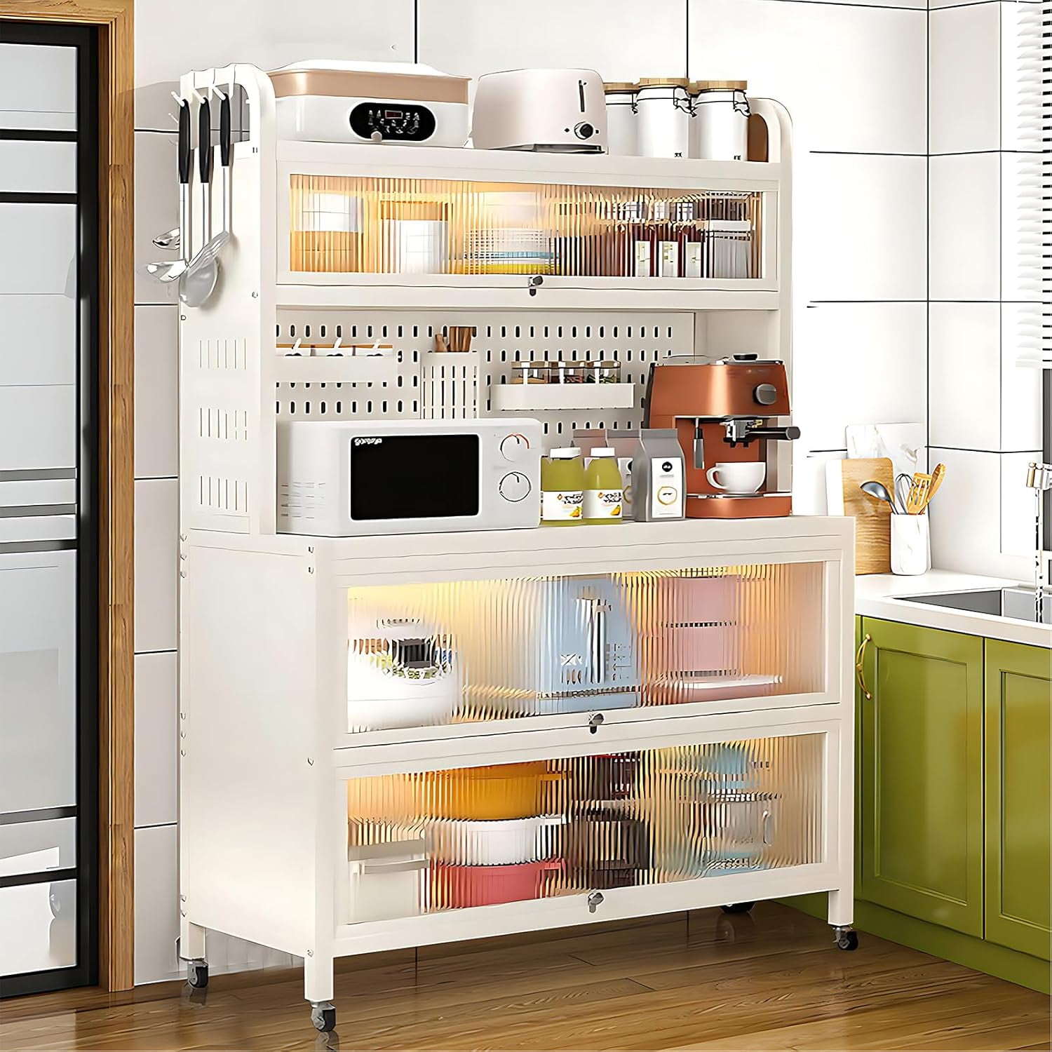 5 Tier Bakers Racks with Storage for Kitchens , Kitchen Pantry Hutch ...