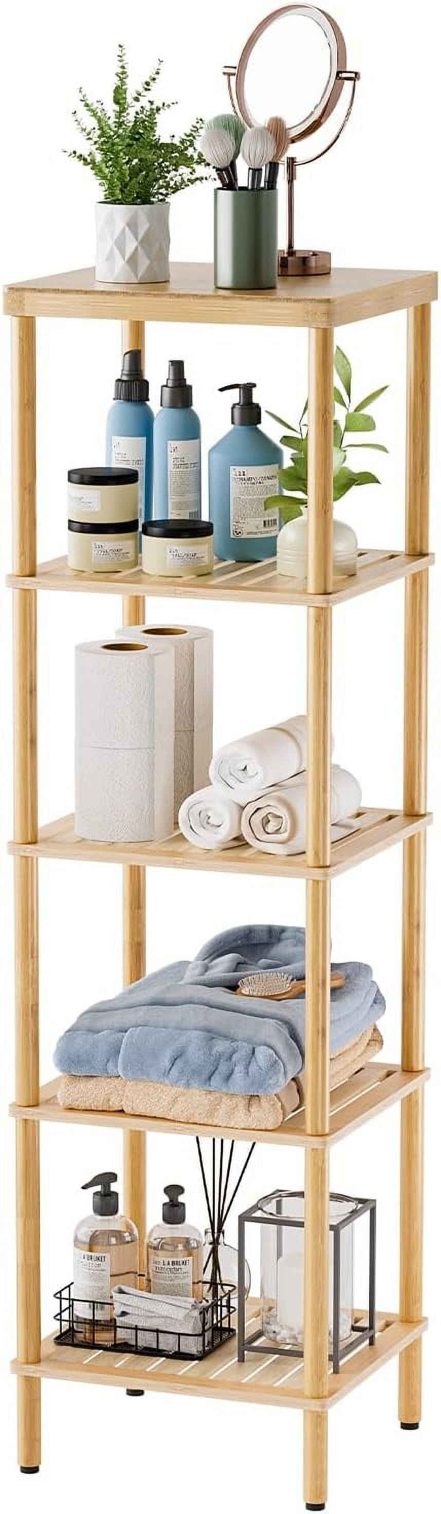 5-Tier Bamboo Bathroom Shelf, Bathroom Standing Shelves ...